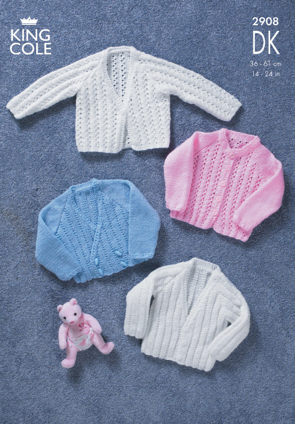King Cole 2908 DK Baby Knitting Pattern - Cardigans (0 - 3 yrs) — Lardedar