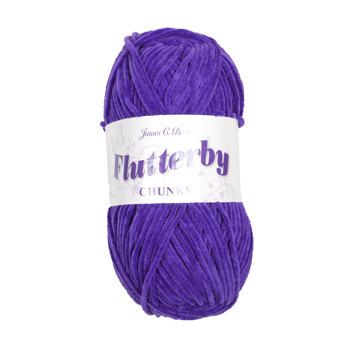 James C Brett Flutterby Chunky - B66 Emperor Purple - 100g Chenille Pl ...