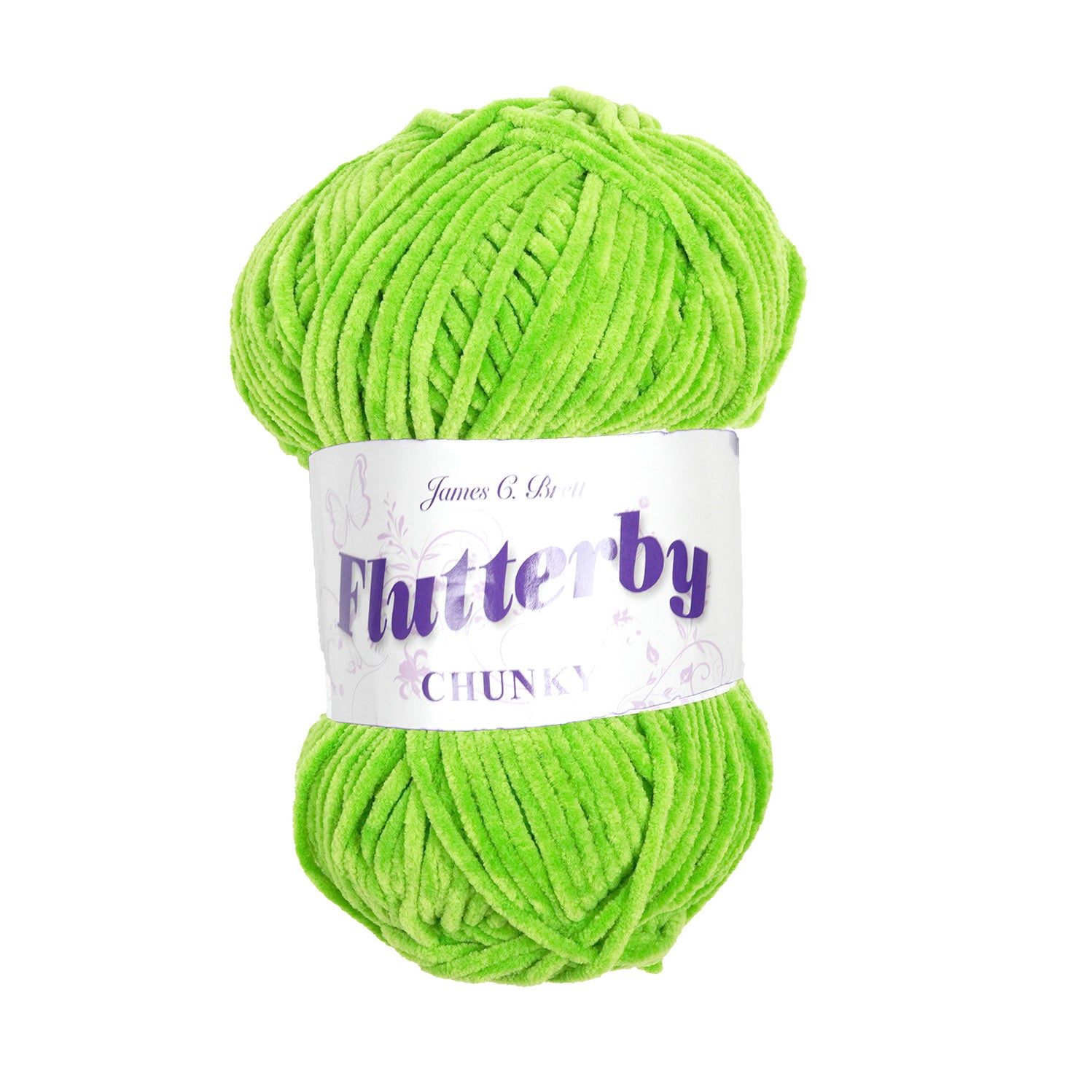 James C Brett Flutterby Chunky - B64 Lime Burst - 100g Chenille Plush ...