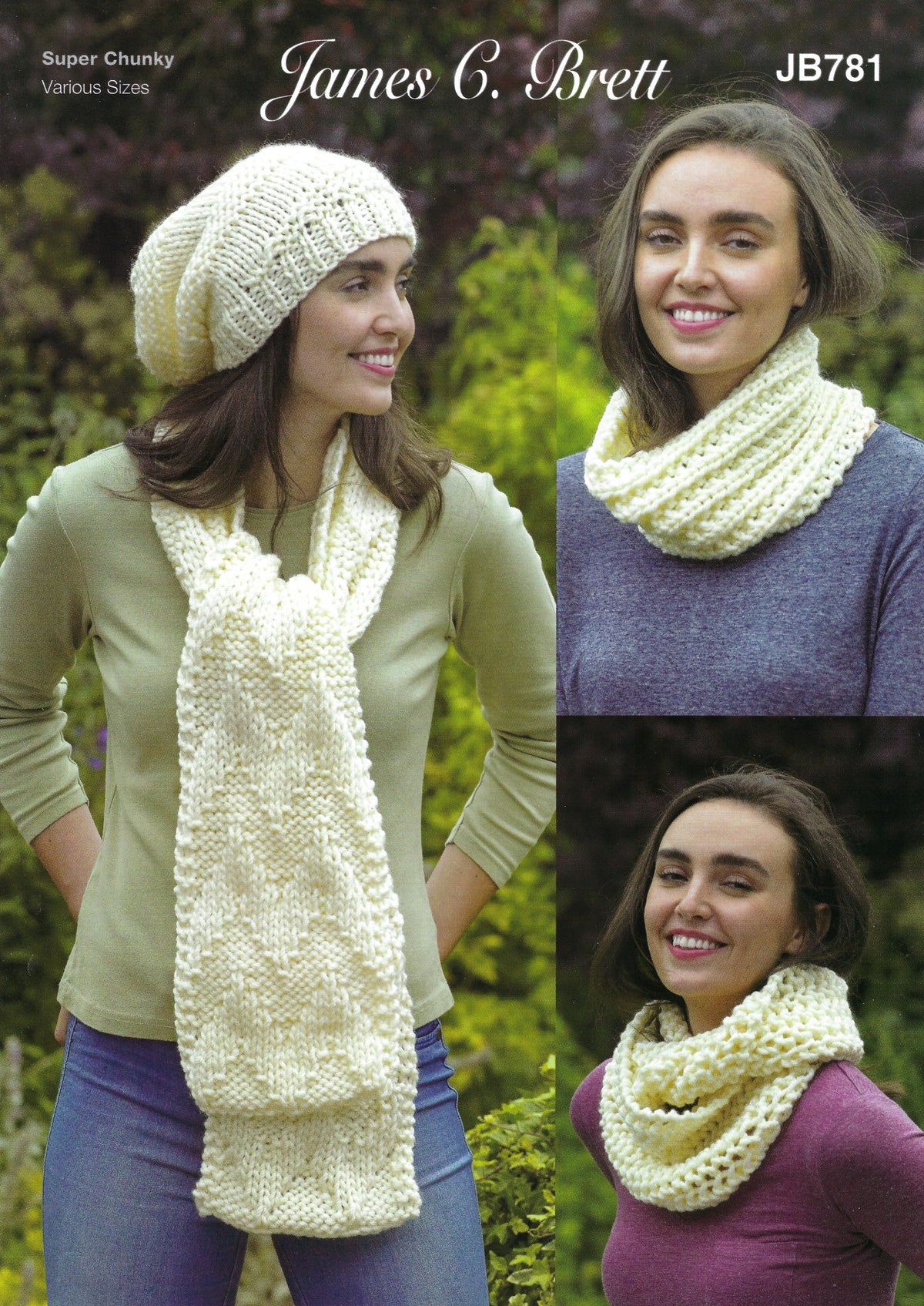 James C Brett JB781 Super Chunky Pattern - Scarf, Snoods and Hat — Lardedar