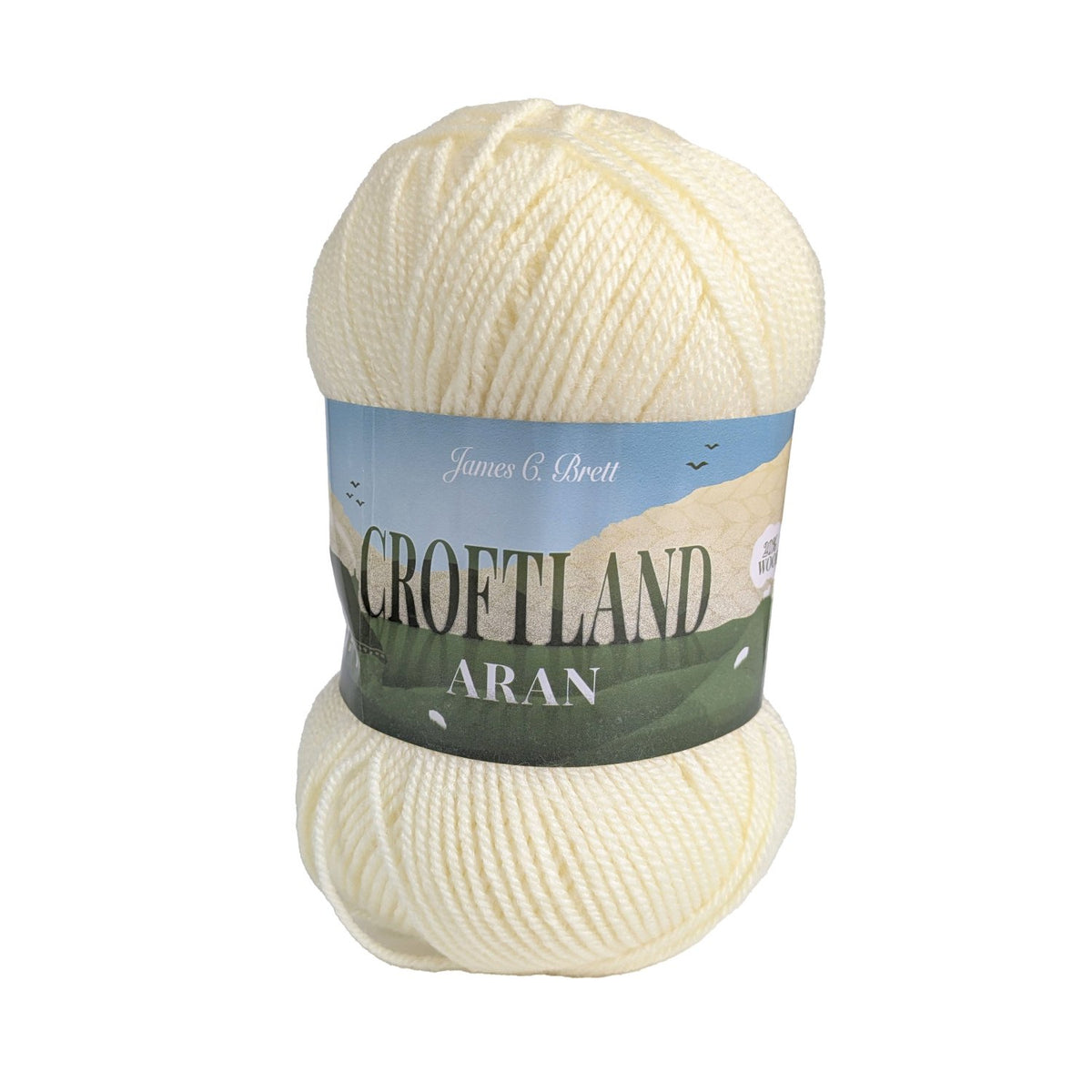 James C Brett Croftland Aran Yarn - A201 Cream - 200g Ball of Wool ...