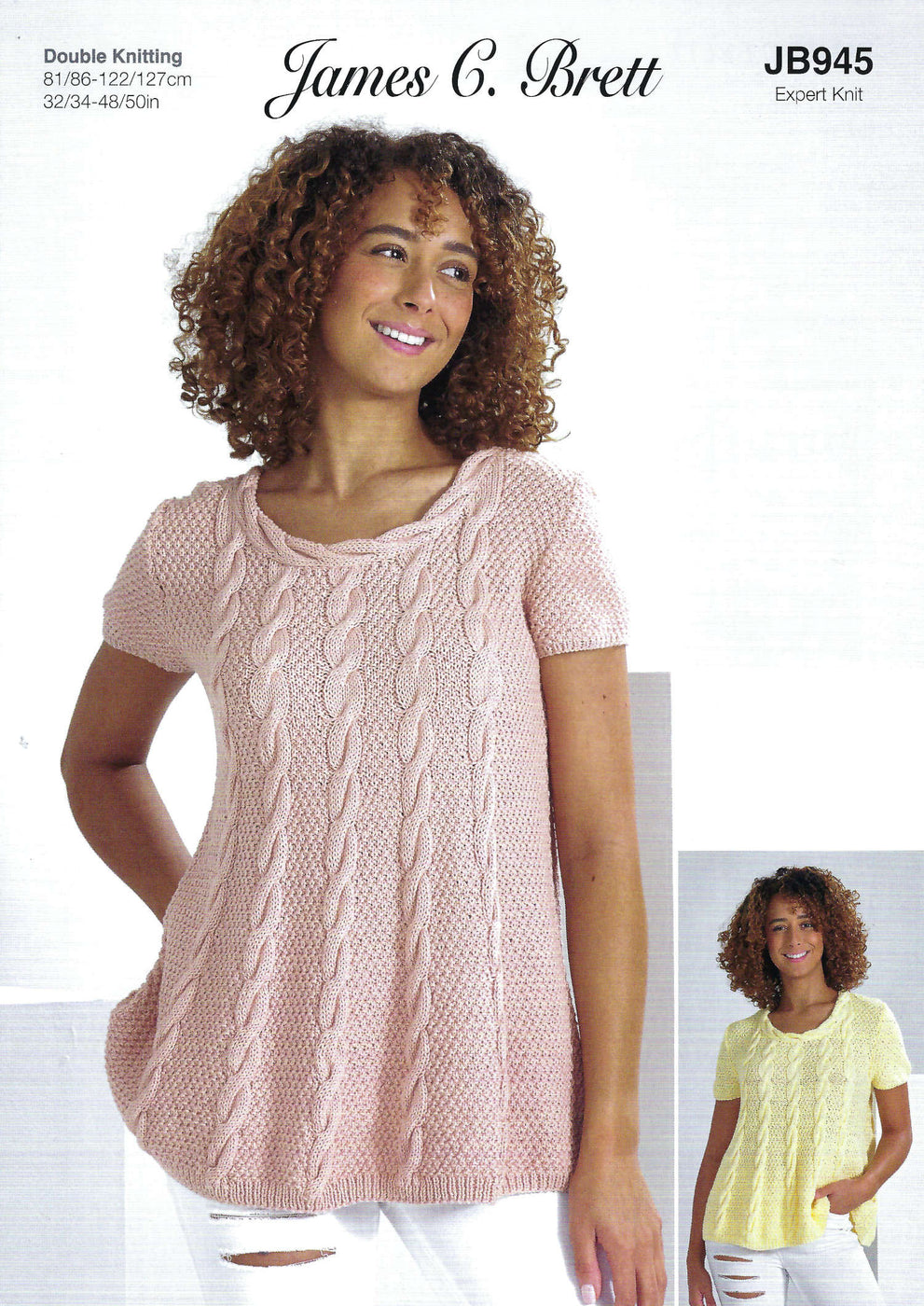 James C Brett JB945 Double Knitting Pattern - Cotton DK Ladies Sweater ...