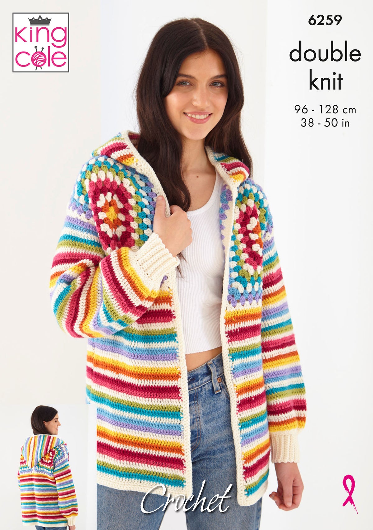 King Cole 6259 CROCHET Pattern - Ladies Granny Square Jumper & Hoodie — Lardedar