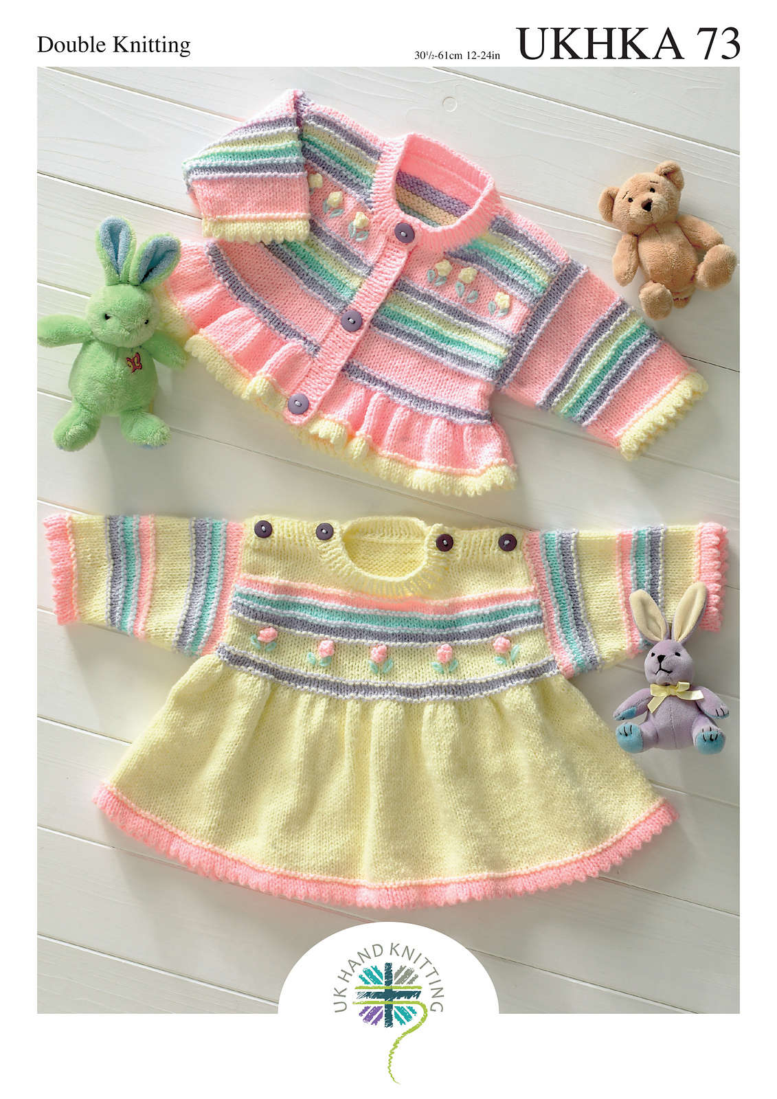 UKHKA 73 Double Knitting Pattern - DK Baby Dress & Cardigan (Prem to 4 ...
