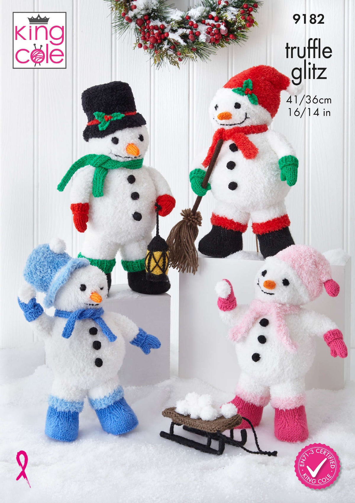 King Cole 9182 Christmas Knitting Pattern - Easy Knit Snowmen using Tr ...