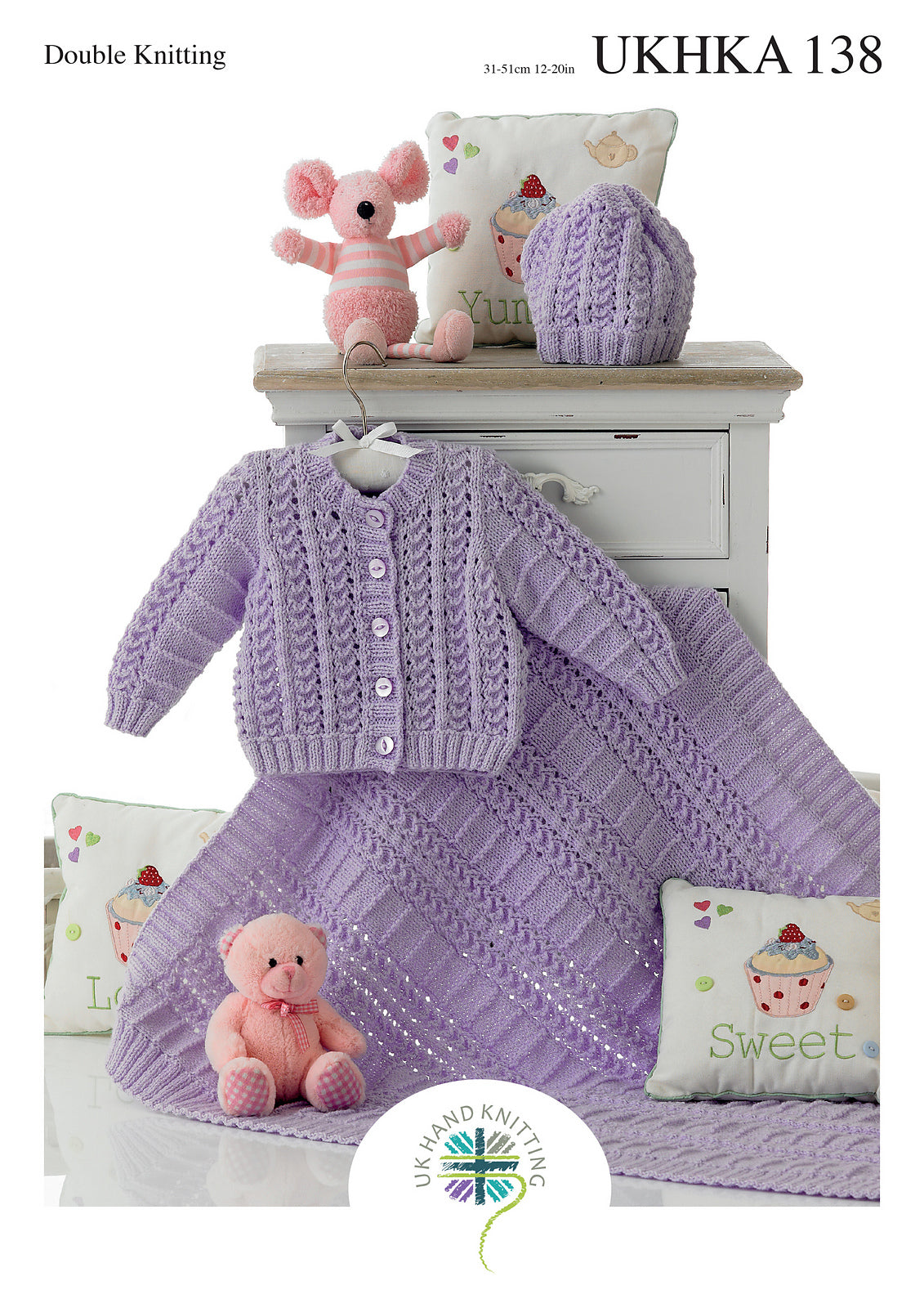 UKHKA 138 Double Knitting Pattern - DK Baby Cardigan, Hat & Blanket (P ...
