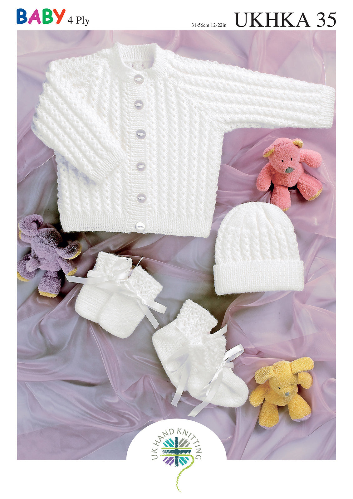 UKHKA 35 4Ply Knitting Pattern - Baby Jacket, Hat, Mittens & Bootees ...