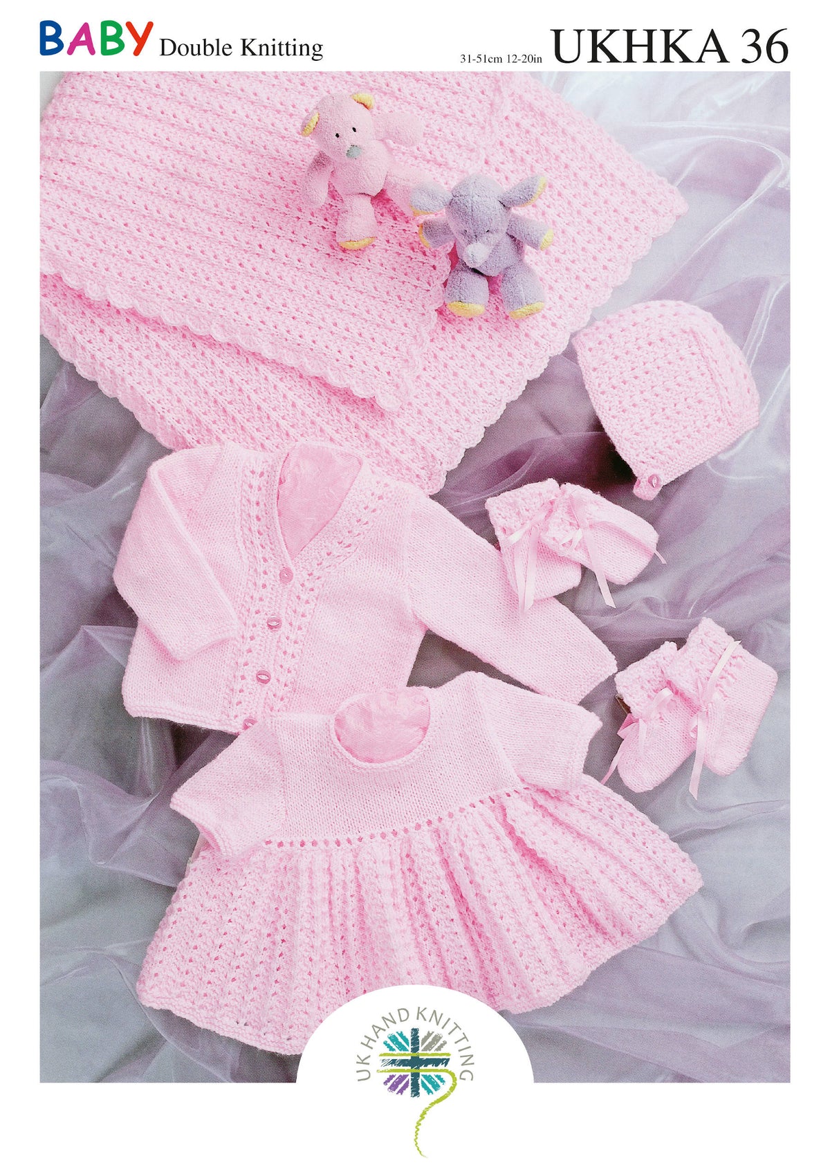 UKHKA 36 Double Knitting Pattern - DK Baby Shawl, Dress, Cardigan, Hat ...