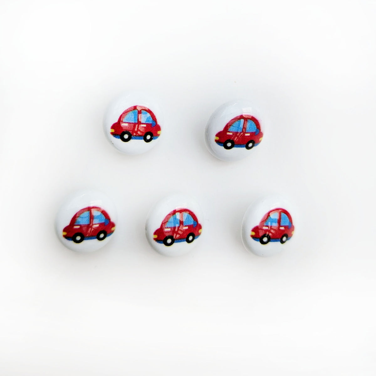 Red Car Baby Buttons - 15mm Plastic Shank (5 Pcs) — Lardedar