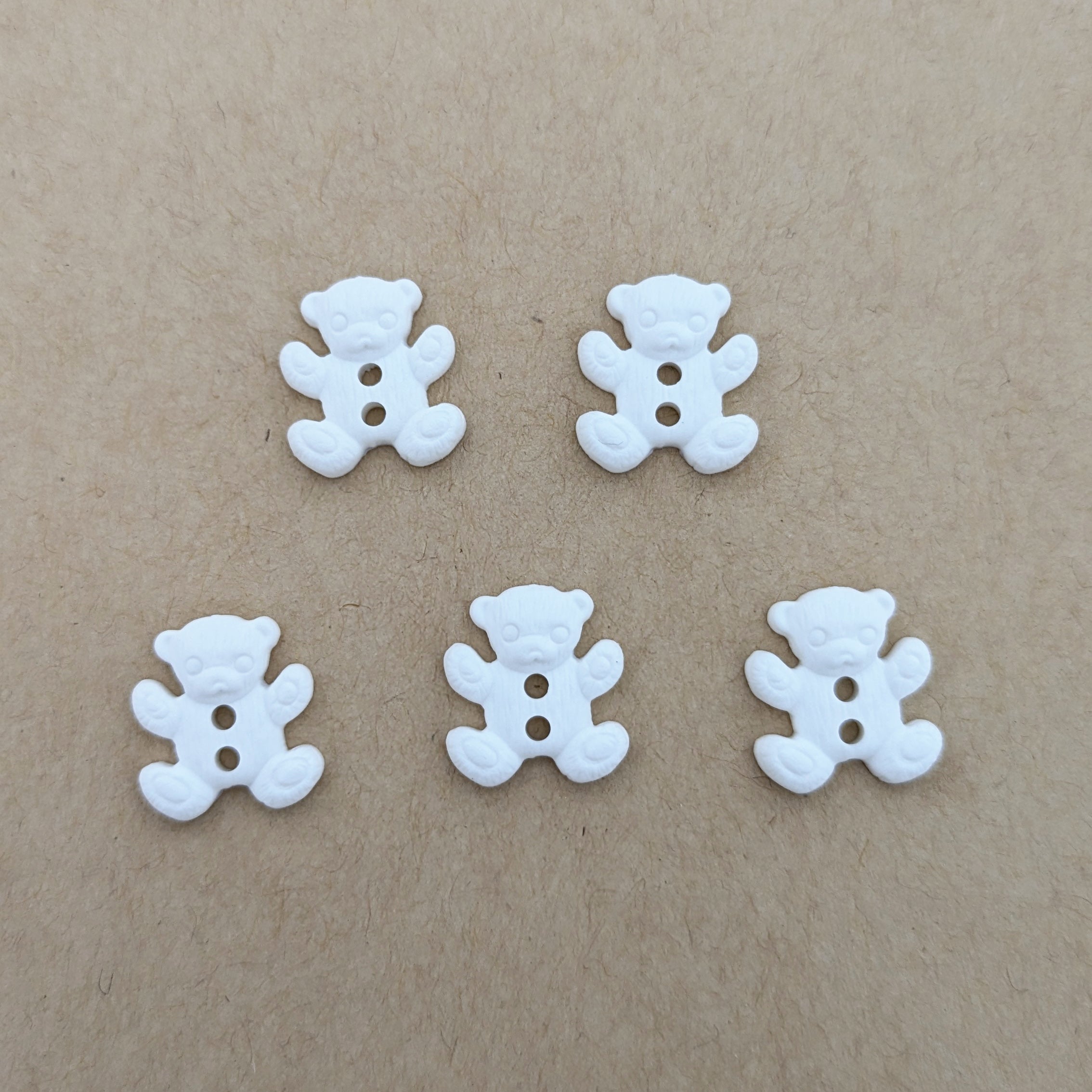 18mm Cute White Baby Teddy Bear Buttons, 5 Pcs — Lardedar