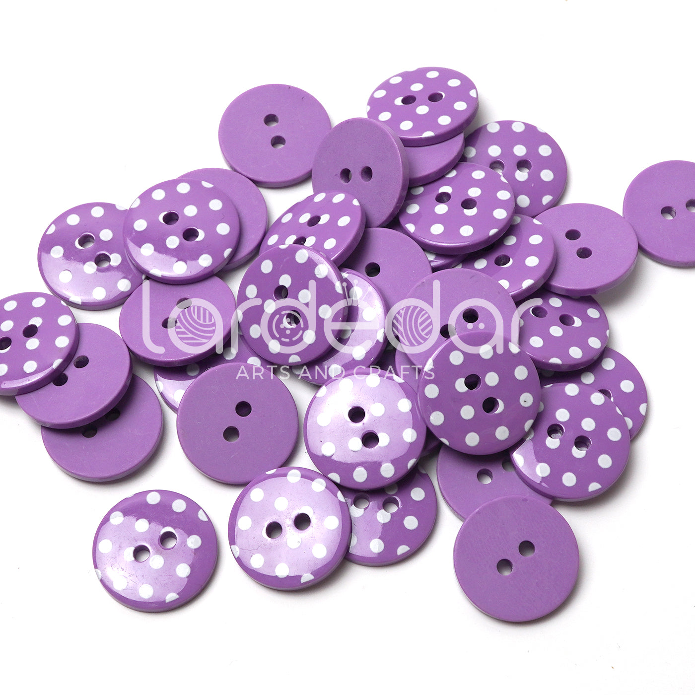 15mm Purple Polka Dot Buttons (10 Pcs) — Lardedar
