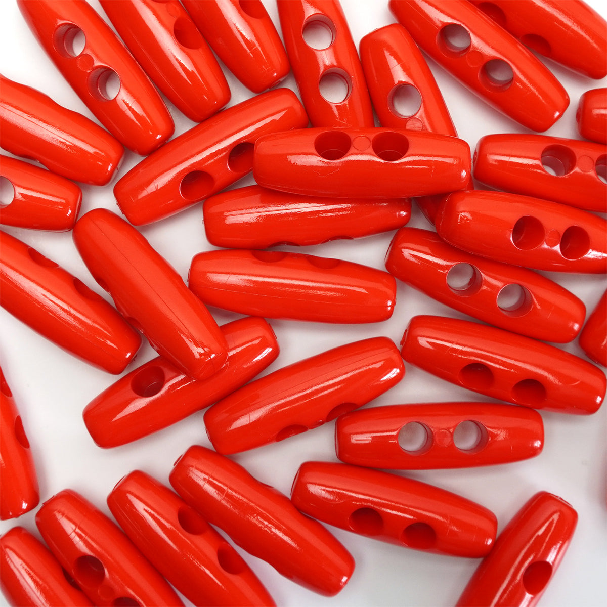 30mm Red Gloss Finish Toggle Buttons 10 Pcs — Lardedar