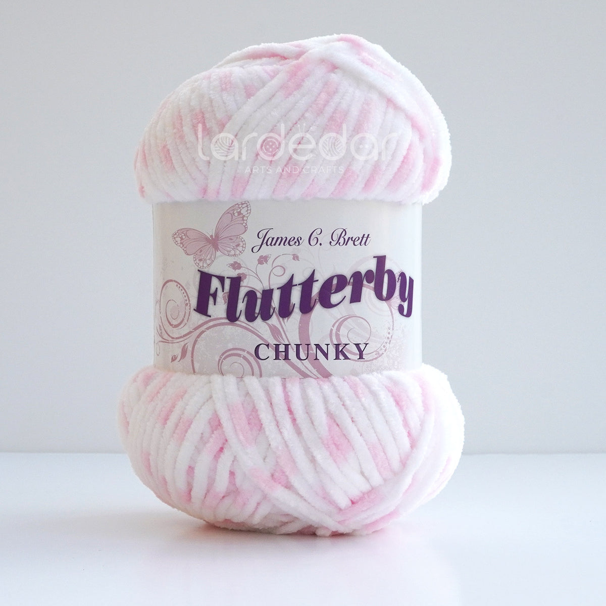 James C Brett Flutterby Chunky - B16 - Baby Pink Spot - 100g Chenille ...