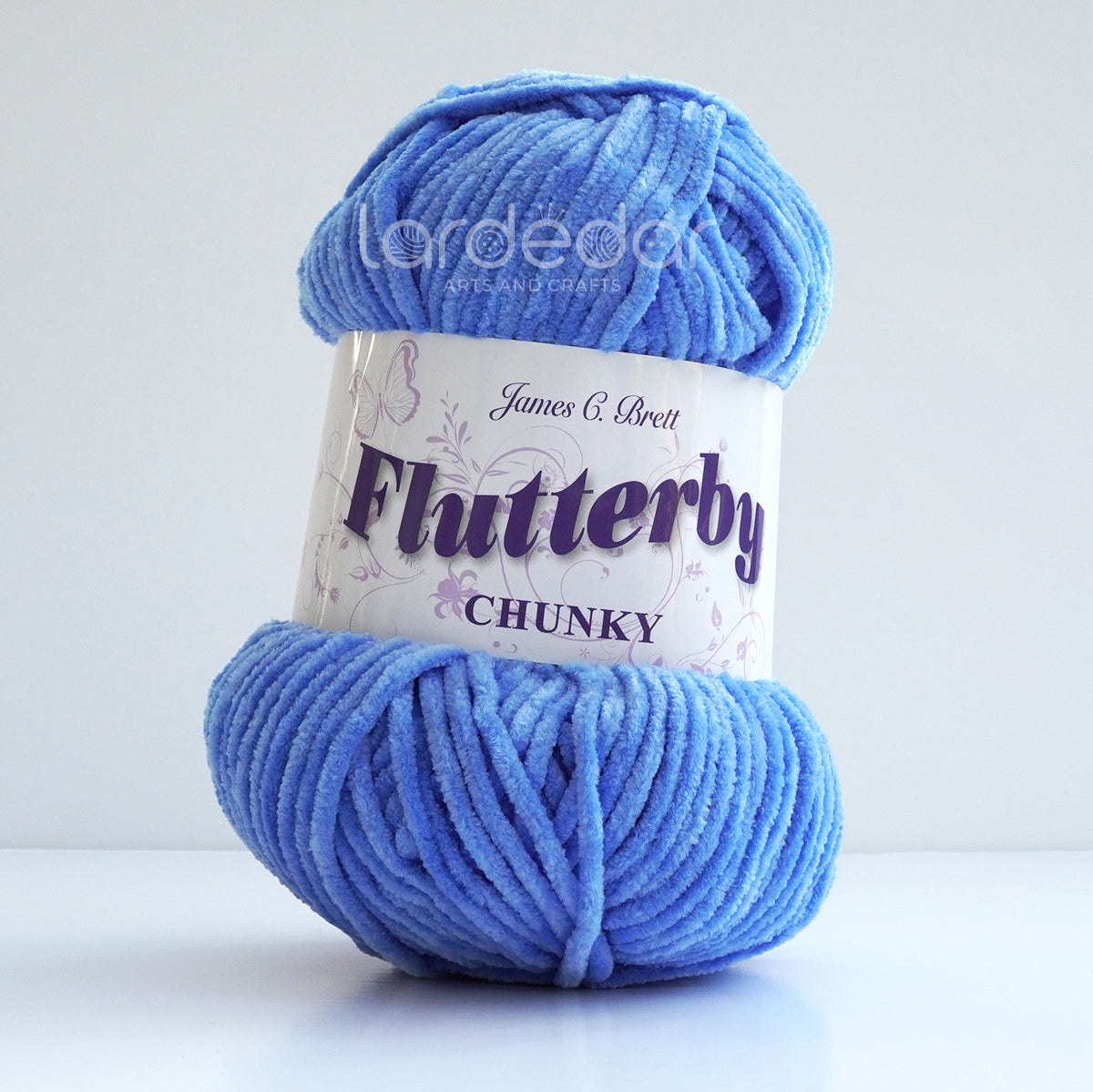 James C Brett Flutterby Chunky - B20 Sky Blue - 100g Chenille Plush ...