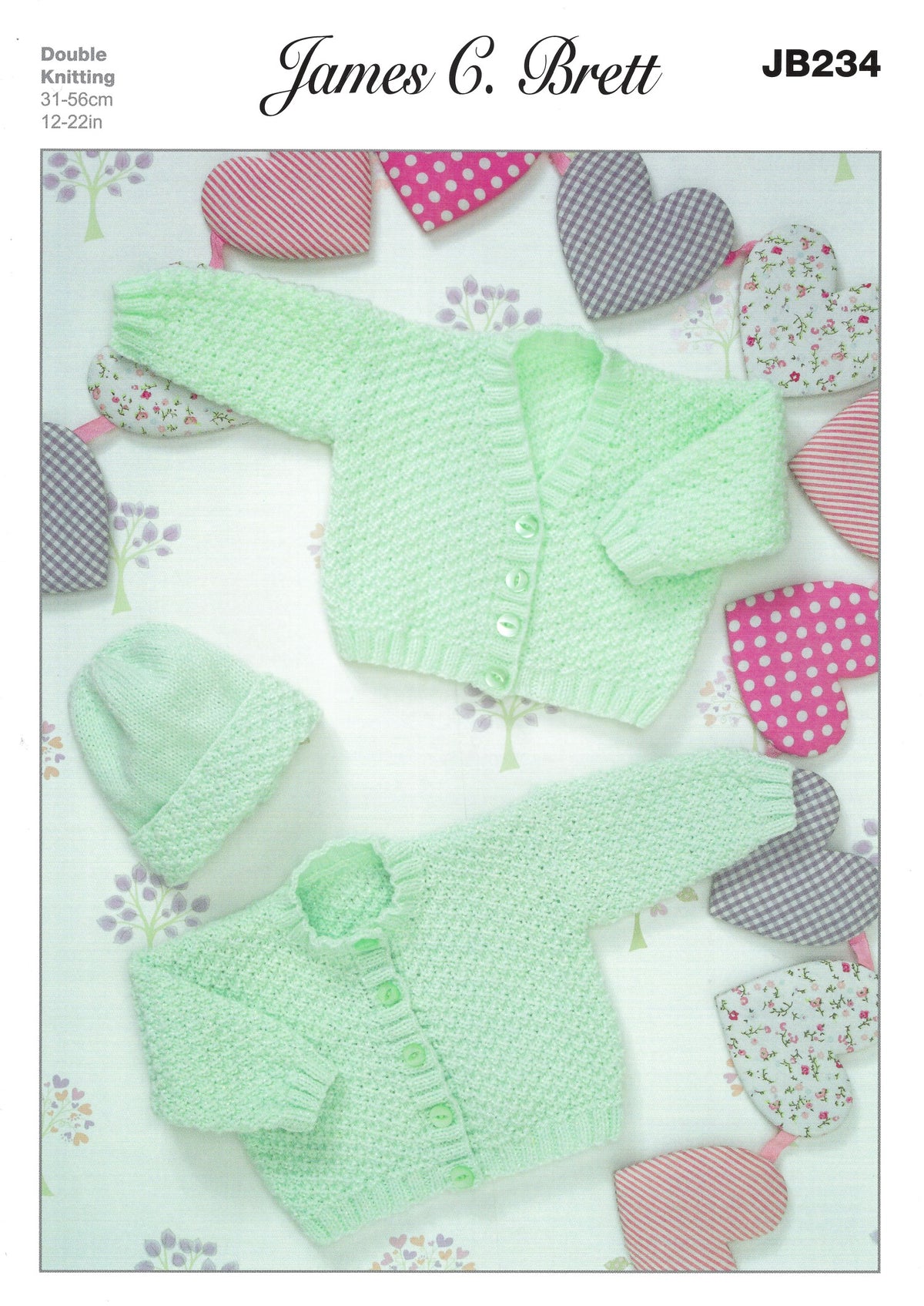 James C Brett JB234 Double Knitting Pattern - Baby Cardigans & Hat For ...