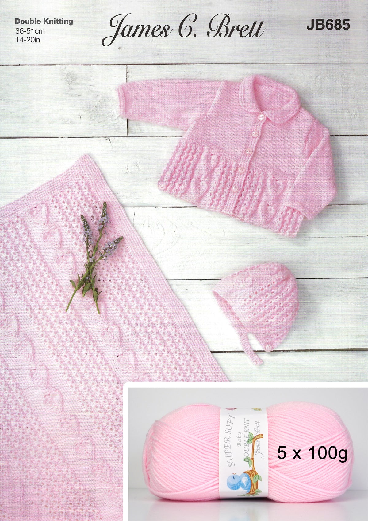 Wool & Pattern Bundle - 5 x 100g Super Soft Baby DK Yarn in Pink & Kni ...