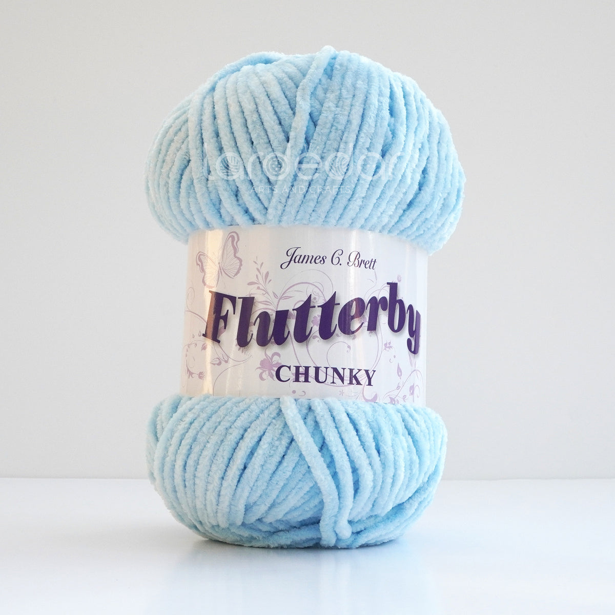 James C Brett Flutterby Chunky - B3 Baby Blue - 100g Chenille Plush ...
