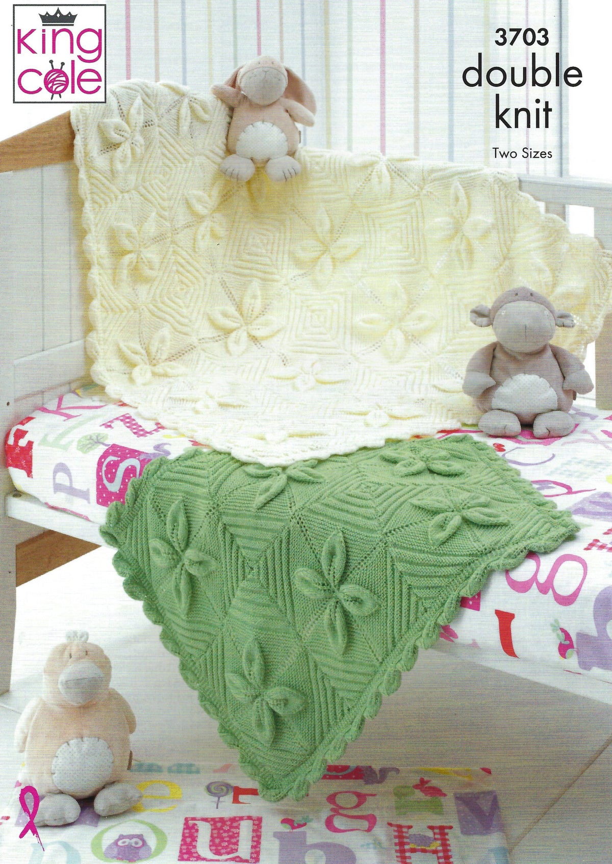 King Cole 3703 Baby Blanket Knitting Pattern - DK Cot & Pram Blankets ...